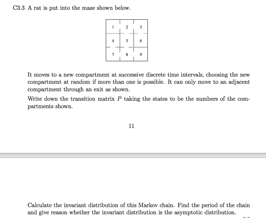 C3.3 A rat is put into the maze shown below. It moves | Chegg.com