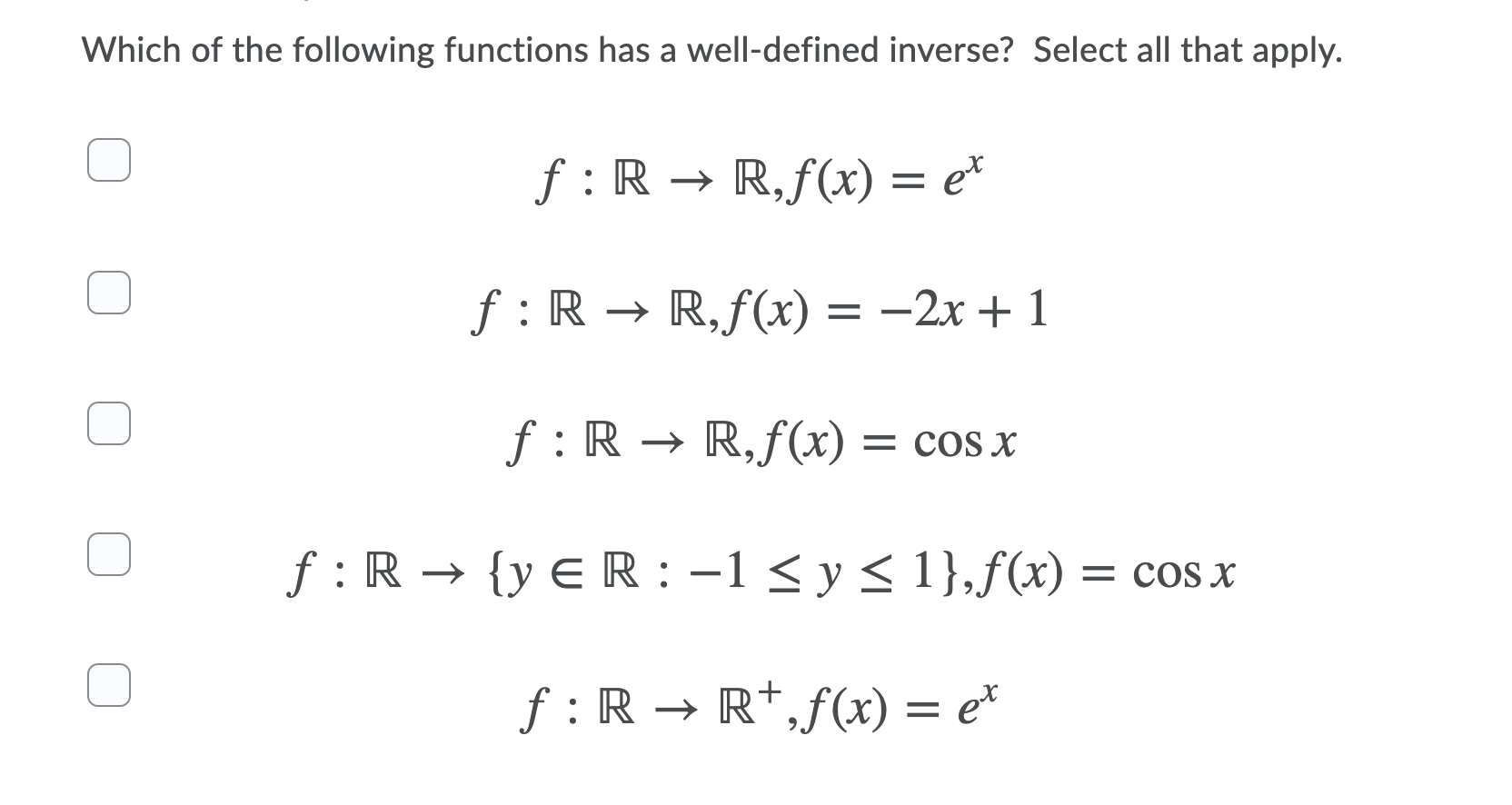 Solved Which of the following functions has a well-defined | Chegg.com