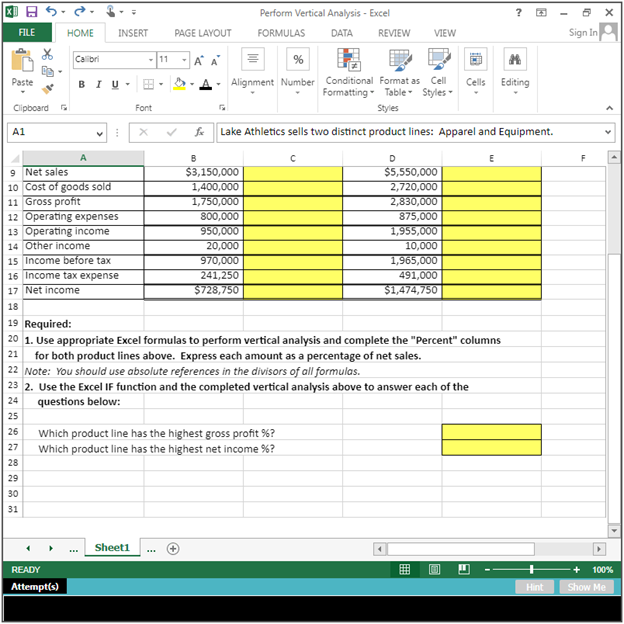 Solved 1. Use vertical analysis to compare | Chegg.com