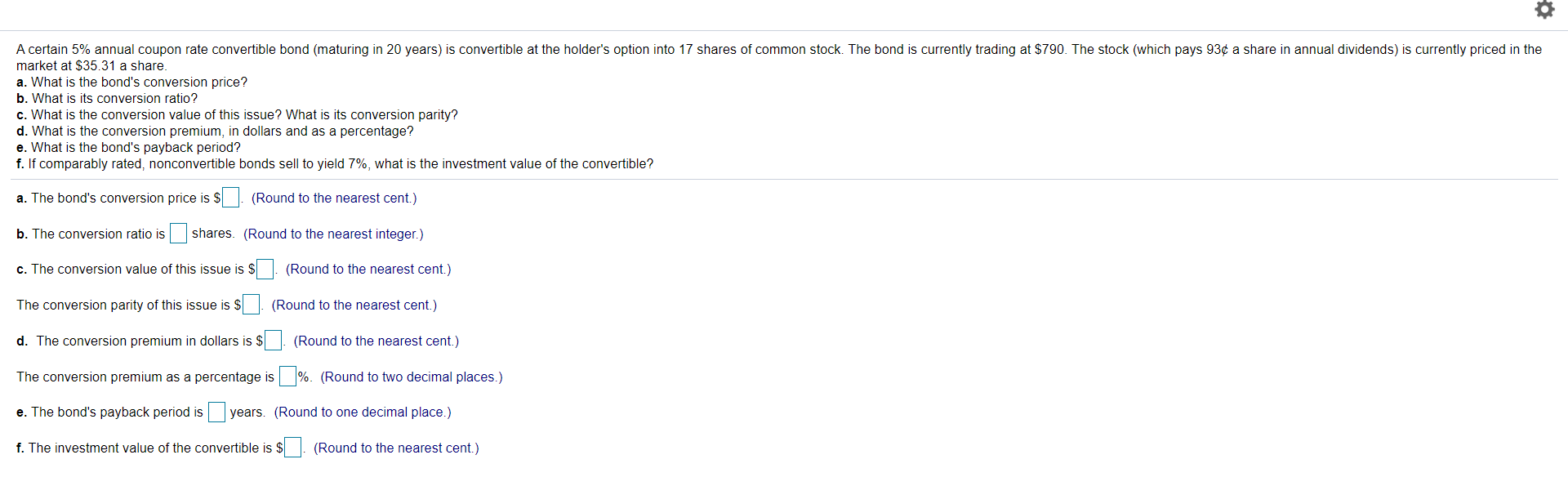 Solved A certain 5% annual coupon rate convertible bond | Chegg.com