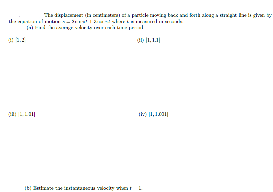 Solved The displacement (in centimeters) of a particle | Chegg.com