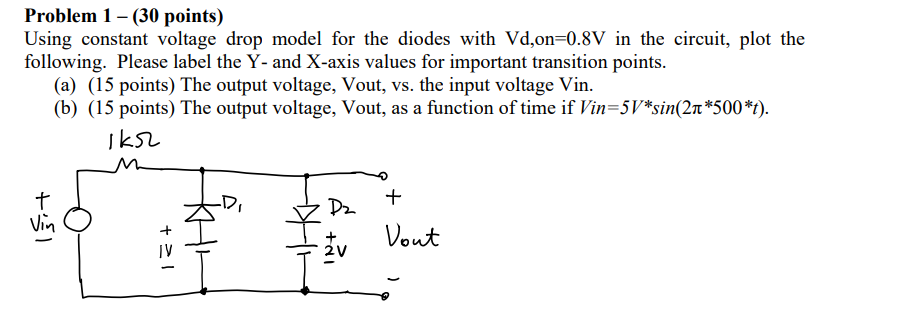 Solved Problem 1 - (30 points) Using constant voltage drop | Chegg.com