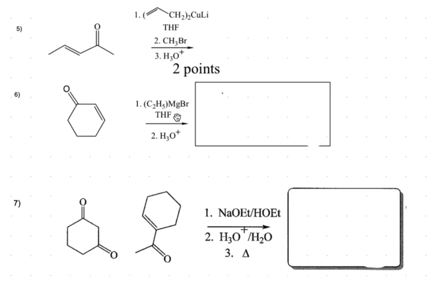 Solved 2 CH2),Culi THF 2. CH2Br 3. H o+ 2 points 1. | Chegg.com