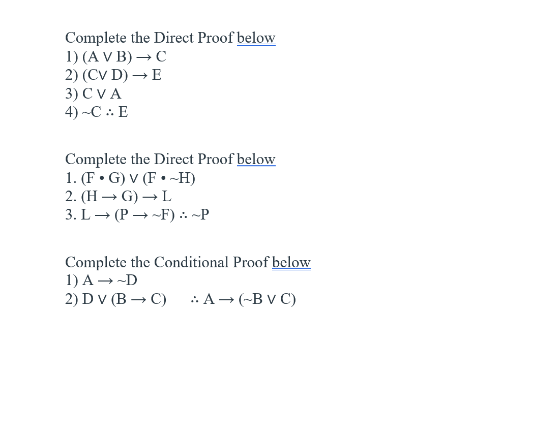 Solved Complete the Direct Proof below 1) (A∨B)→C 2) (C∨D)→E | Chegg.com