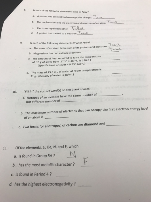 Solved 8. Is each of the following statements True or False? | Chegg.com