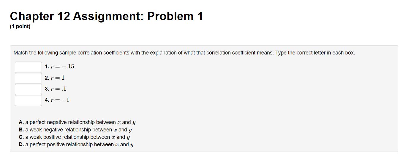 Solved Chapter 12 Assignment: Problem 1 (1 point) Match the | Chegg.com