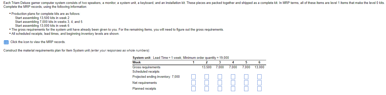 Solved Complete the MRP records, using the following | Chegg.com