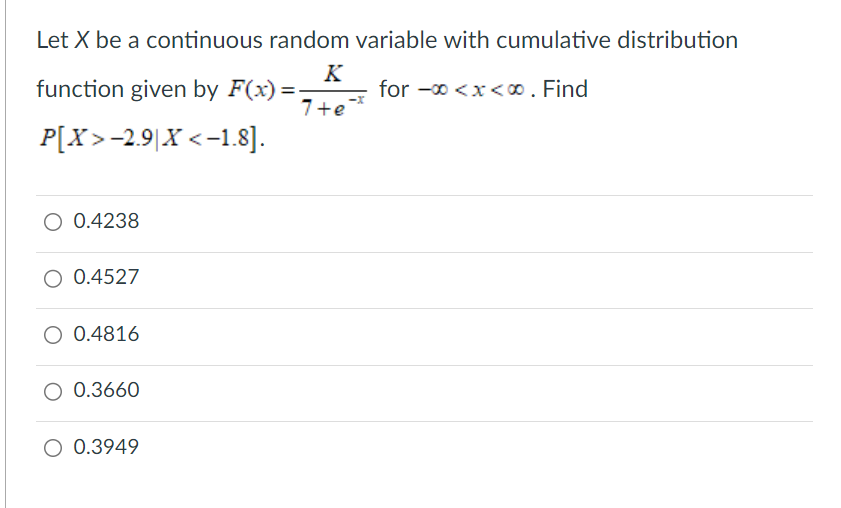 Solved Let X be a continuous random variable with cumulative | Chegg.com