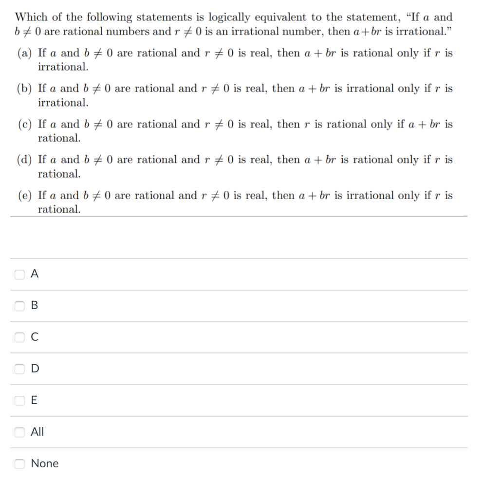 Solved Which of the following statements is logically | Chegg.com