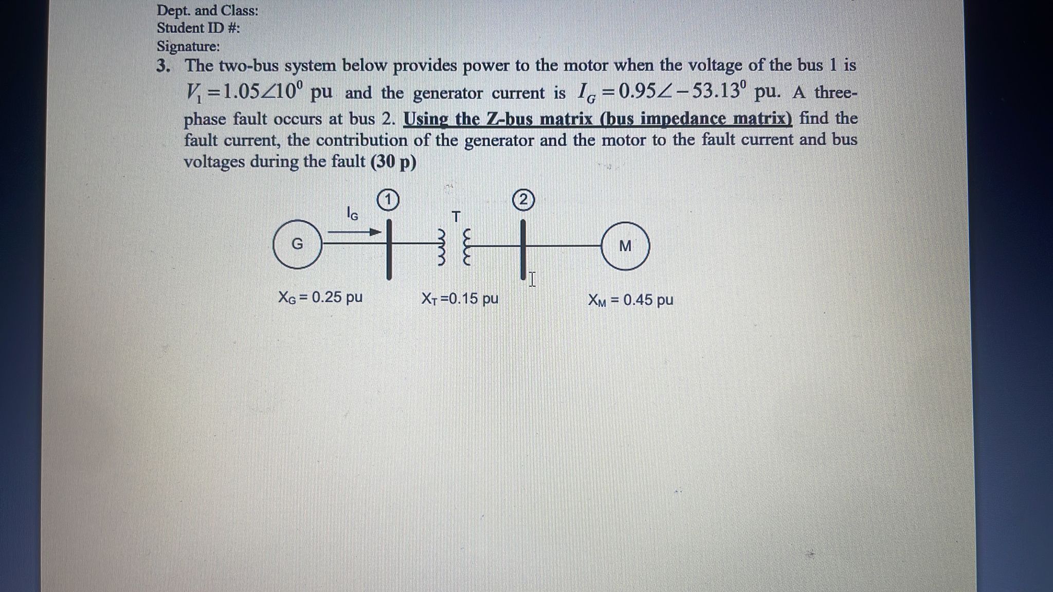 Solved 3. The two-bus system below provides power to the | Chegg.com