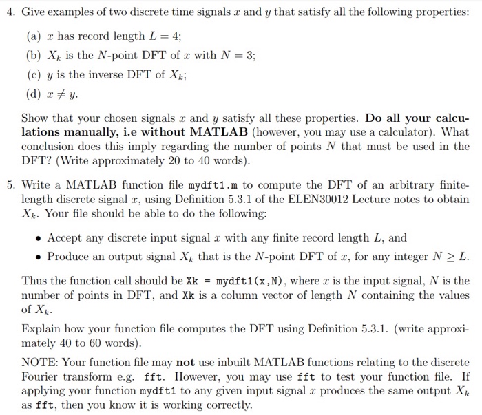 Solved 4. Give examples of two discrete time signals r and y | Chegg.com