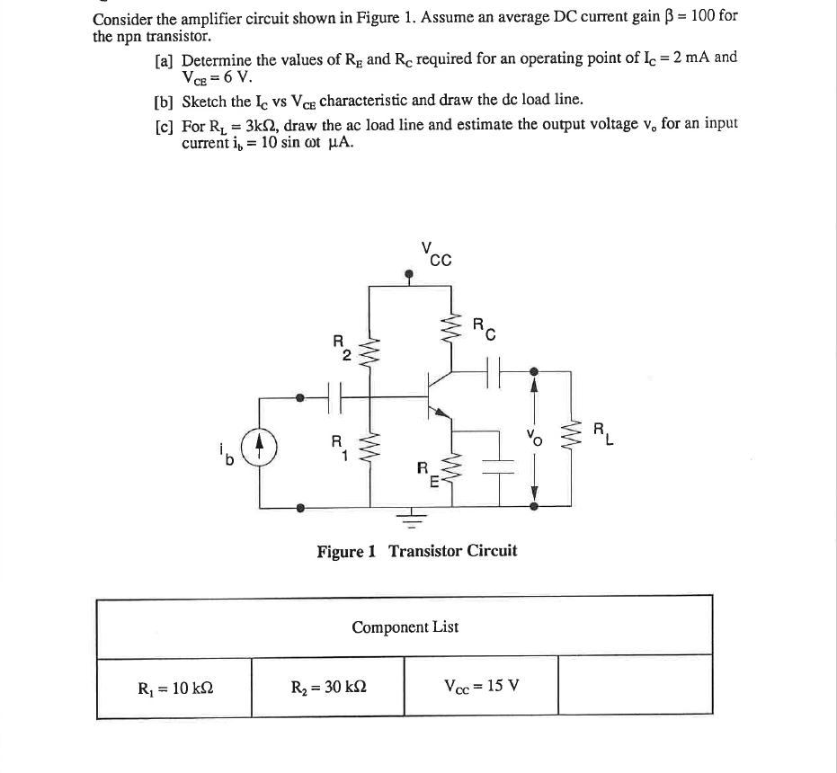 Solved Consider the amplifier circuit shown in Figure 1. | Chegg.com