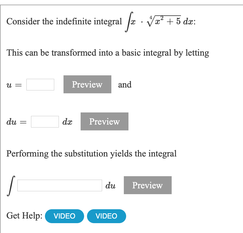 Solved Consider the indefinite integral fx væ+ + 5 da: This | Chegg.com