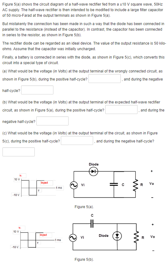 Solved Figure 5(a) shows the circuit diagram of a half-wave | Chegg.com