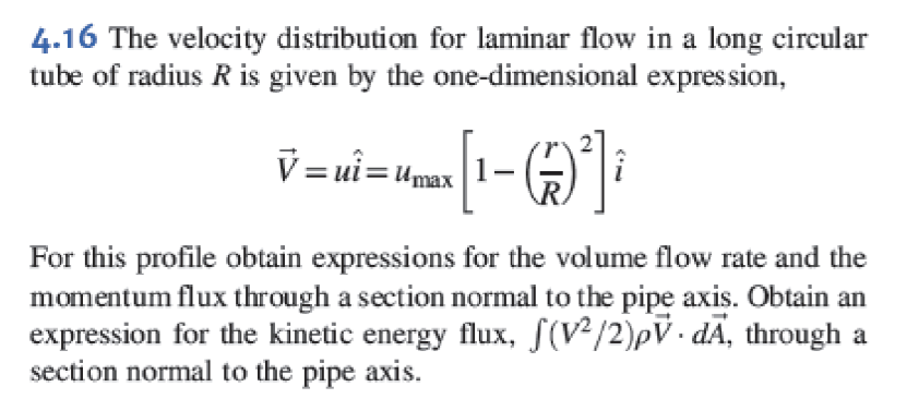 Solved 4.16 The velocity distribution for laminar flow in a | Chegg.com