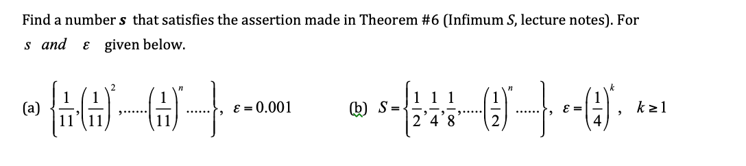 Solved Find a number s that satisfies the assertion made in | Chegg.com