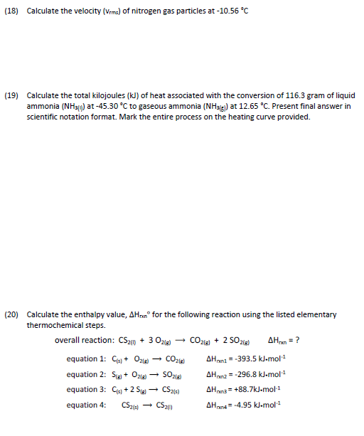 Solved (18) Calculate the velocity (Vrms) of nitrogen gas | Chegg.com