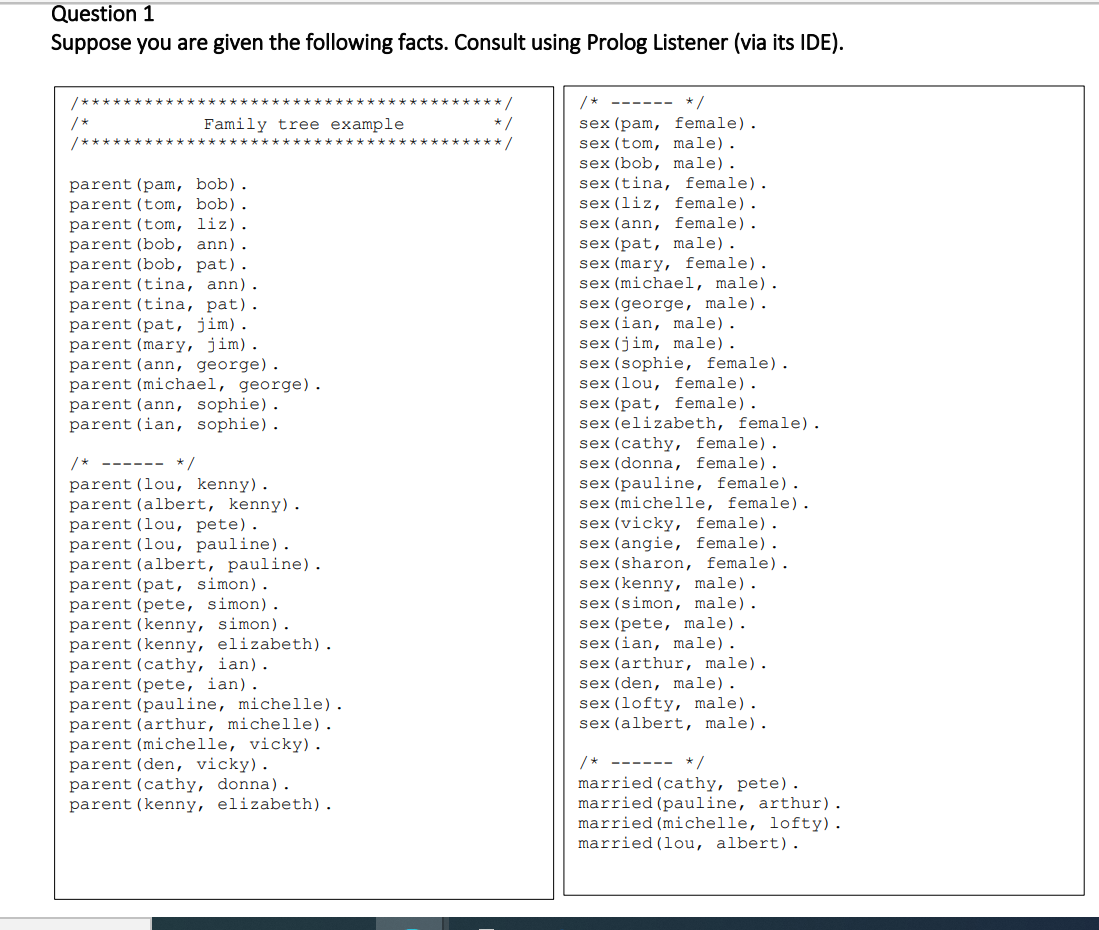 Solved Construct Queries At Prolog Listener To Observe 2812