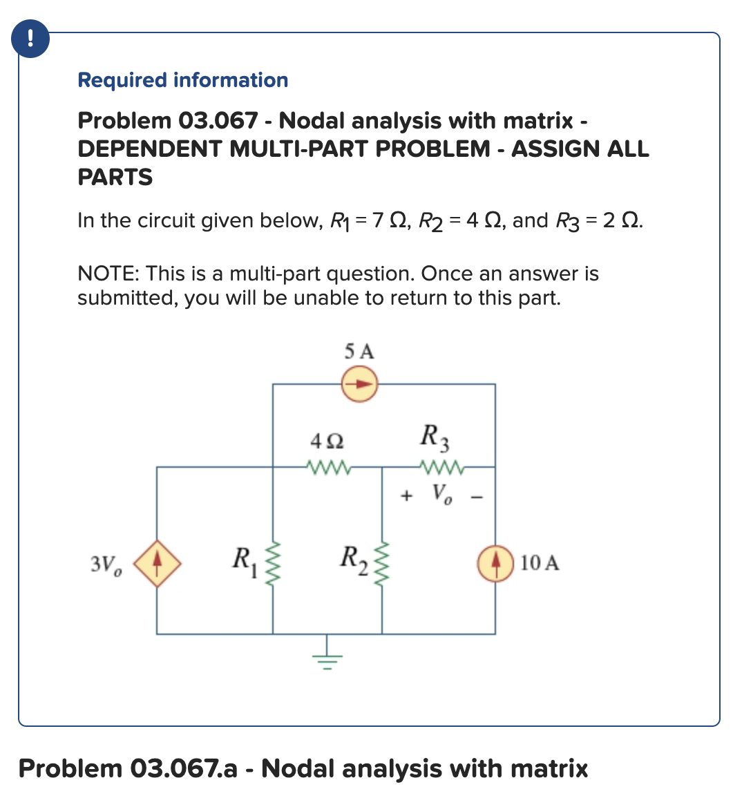 Solved Problem 03.067.a - ﻿Nodal analysis with matrixThe | Chegg.com