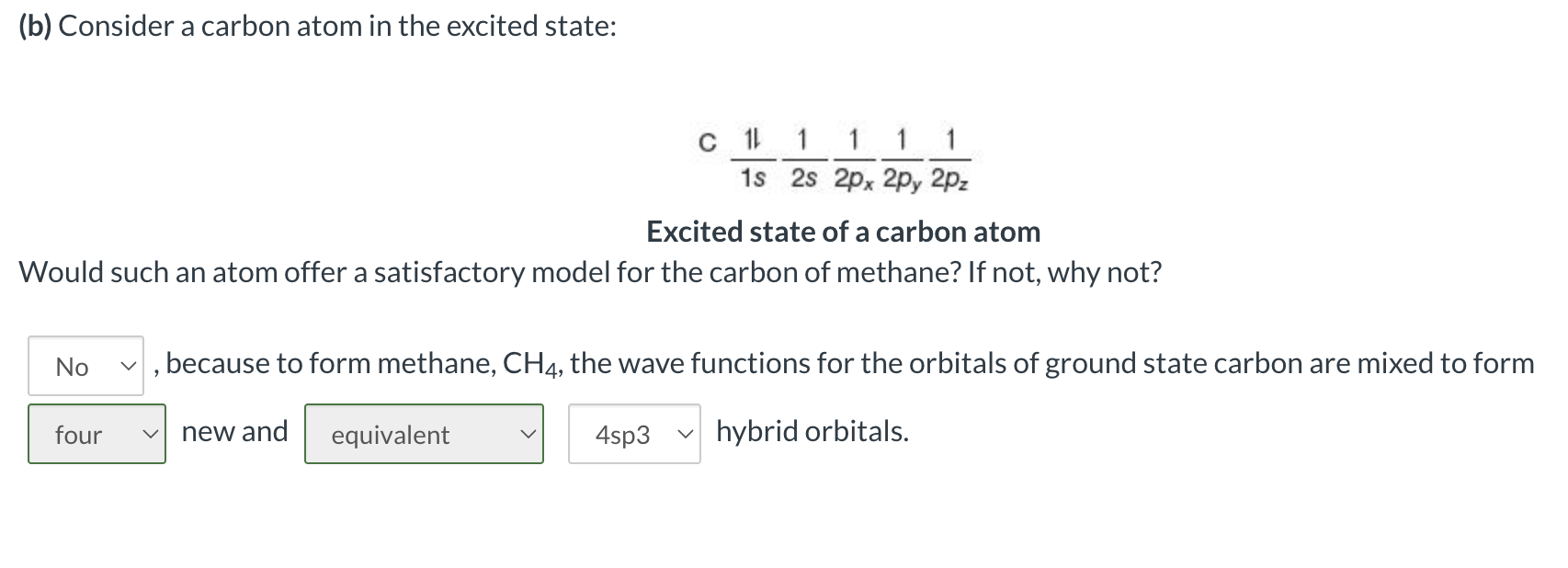 Solved code class="asciimath">(b) ﻿Consider a carbon atom in | Chegg.com