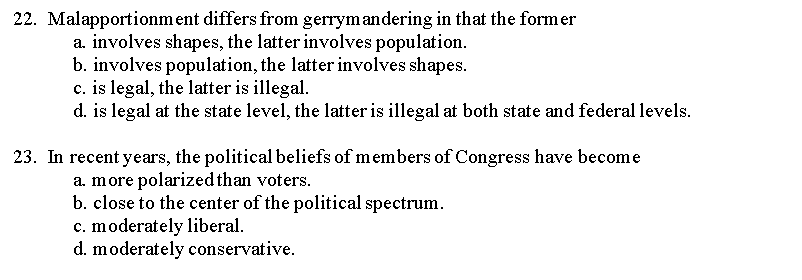 Solved 22. Malapportionment differs from gerrymandering in | Chegg.com