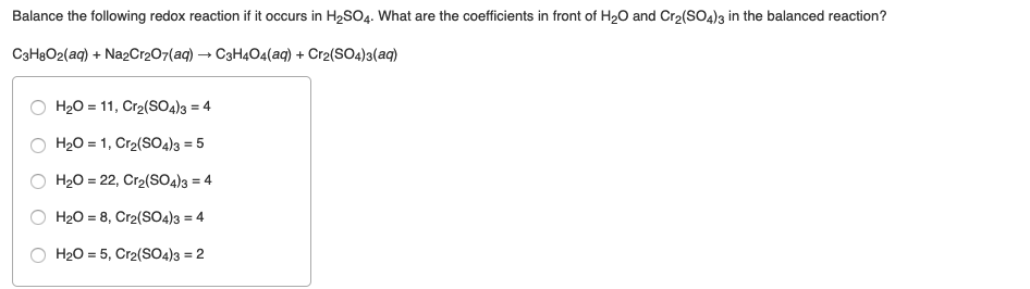 Solved Balance the following redox reaction if it occurs in | Chegg.com
