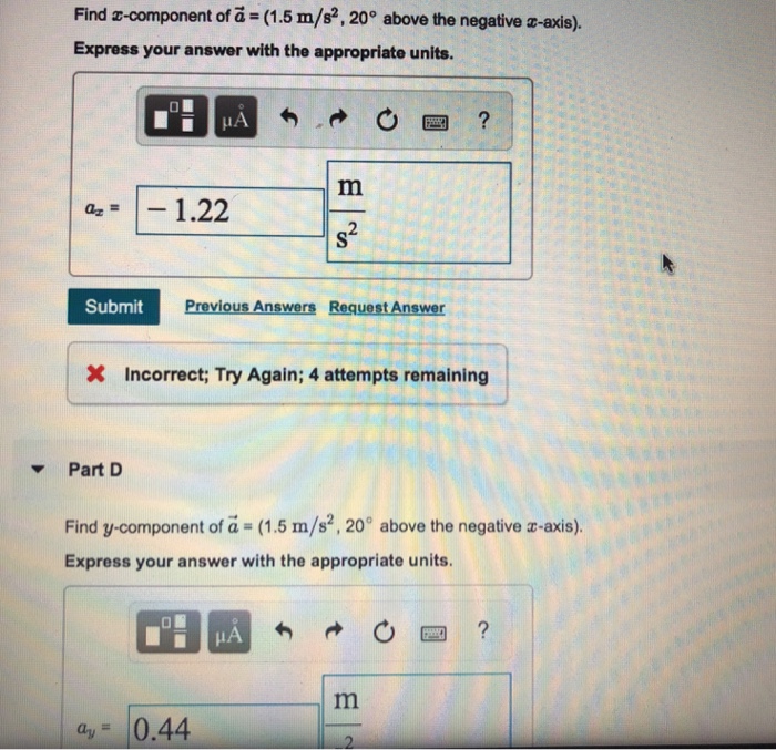 Solved Find x-component of a = (1.5 m/s, 20° above the | Chegg.com