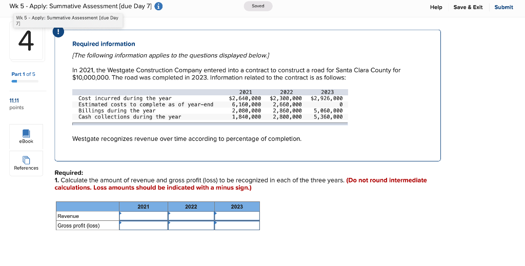 Solved Help Save & Exit Submit Wk 5 - Apply: Summative | Chegg.com