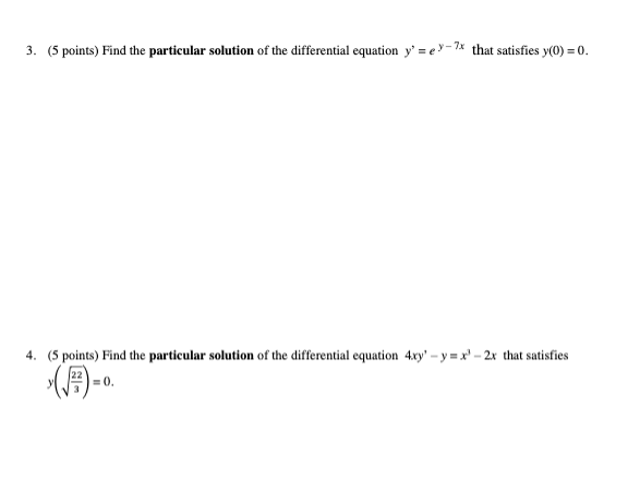 Solved 3. (5 points) Find the particular solution of the | Chegg.com