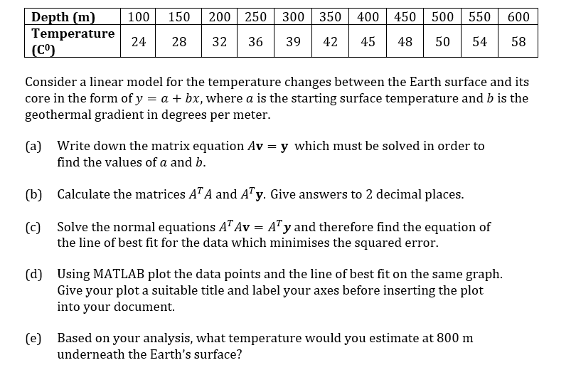 Solved Consider a linear model for the temperature changes | Chegg.com