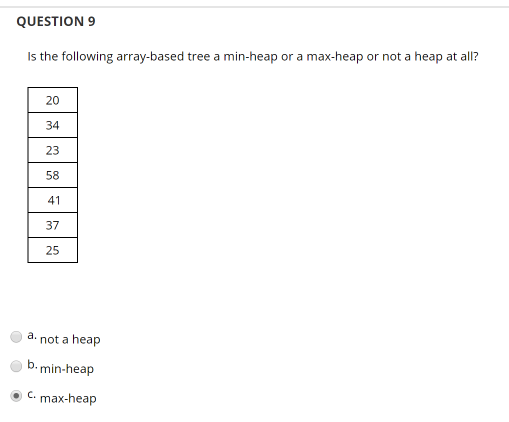 Solved QUESTION 9 Is the following array-based tree a | Chegg.com