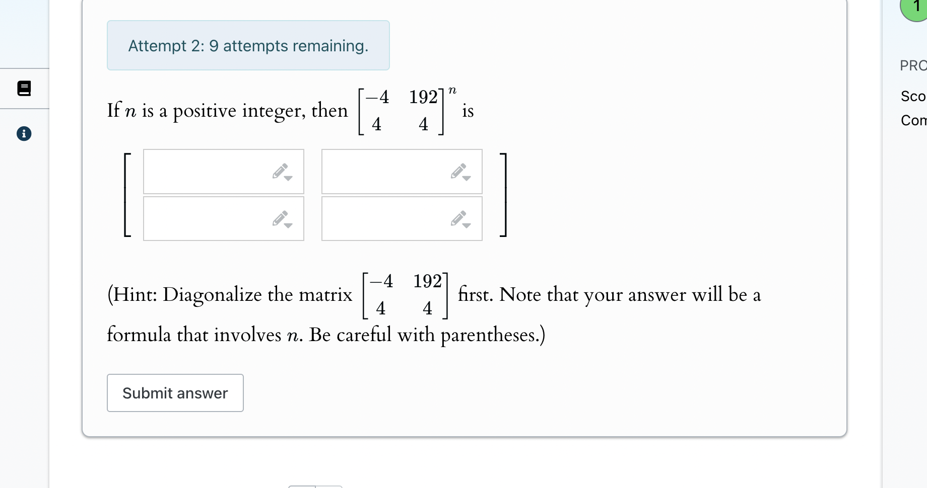 Solved Attempt 2: 9 ﻿attempts remaining.If n is ﻿a positive | Chegg.com