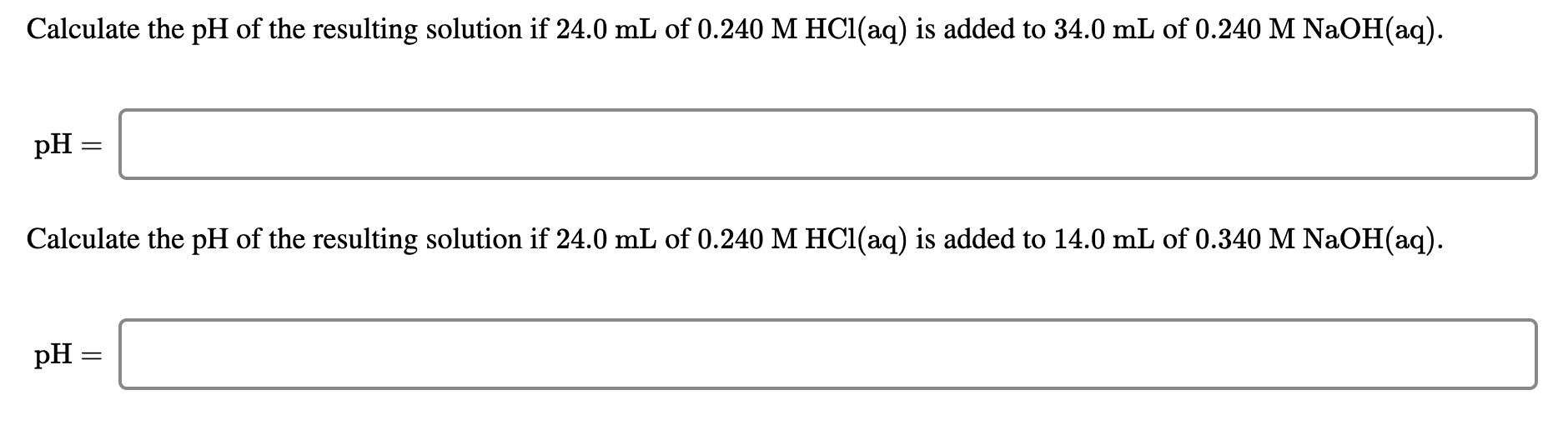 Solved Calculate the pH of the resulting solution if 24.0 mL | Chegg.com