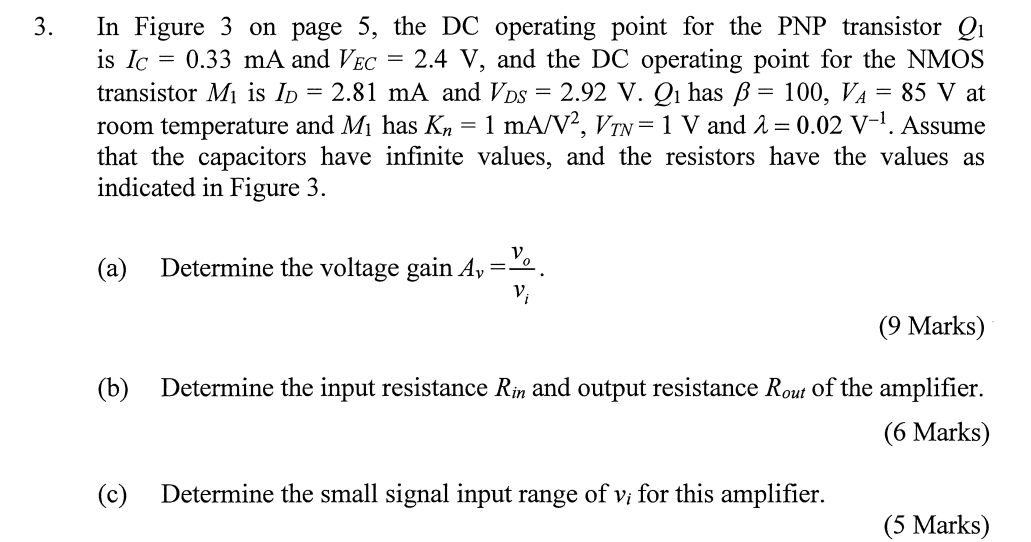 Solved 3. In Figure 3 on page 5, the DC operating point for | Chegg.com
