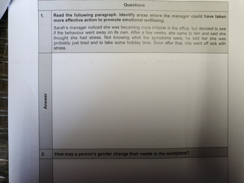 Solved Questions Read the following paragraph. Identify | Chegg.com