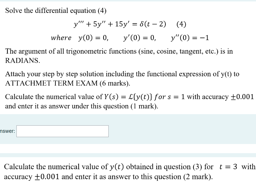 Solved Solve the differential equation (4) | Chegg.com