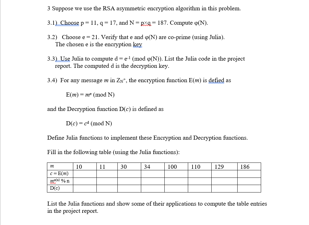 Solved 3 ﻿Suppose we use the RSA asymmetric encryption | Chegg.com