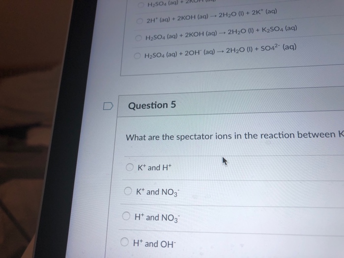 Solved H2SO4 (aq)+2ROH 2H (aq)+ 2KOH (aq) 2H20 (1) + 2K* | Chegg.com