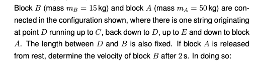 Solved Block B (mass mb = 15 kg) and block A (mass ma = 50 | Chegg.com