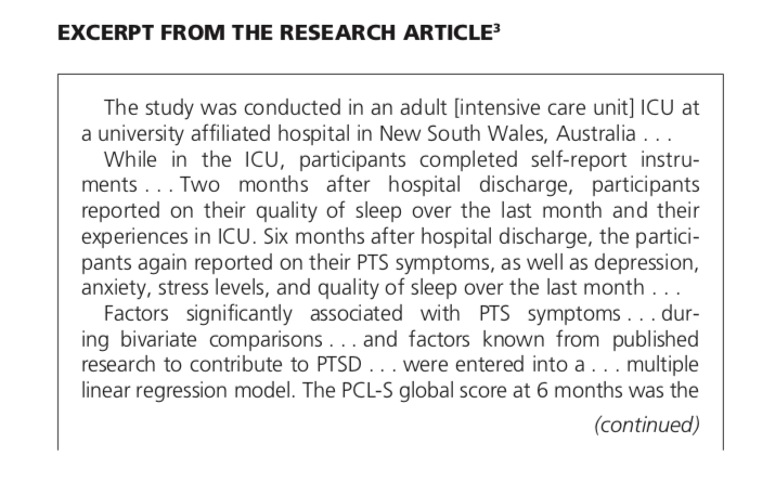 EXCERPT FROM THE RESEARCH ARTICLE The study was | Chegg.com