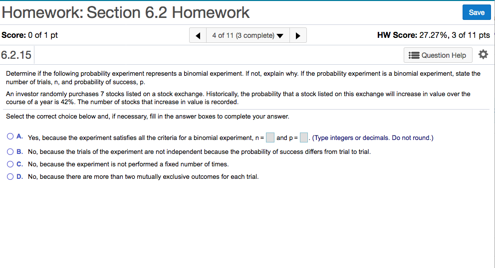 Solved Homework Section 6 2 Homework Save Score 0 Of 1 Pt