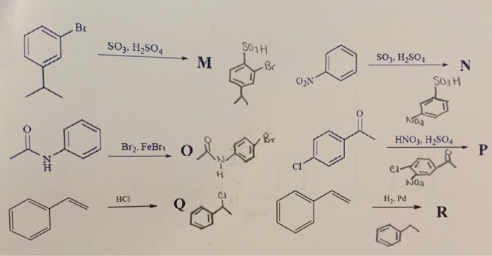 Solved Br so 3. H2SO4 Br2. FeBri HC1 M S03H O2N SO2. H,SO | Chegg.com