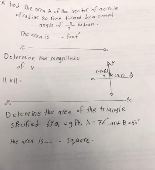 Solved Find the area A of the sector of a circle of radius | Chegg.com