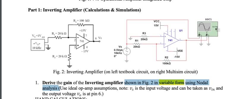 Solved Part 1: Inverting Amplifier (Calculations & | Chegg.com