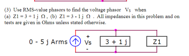 Solved (3) Use RMS-value phasors to find the voltage phasor | Chegg.com