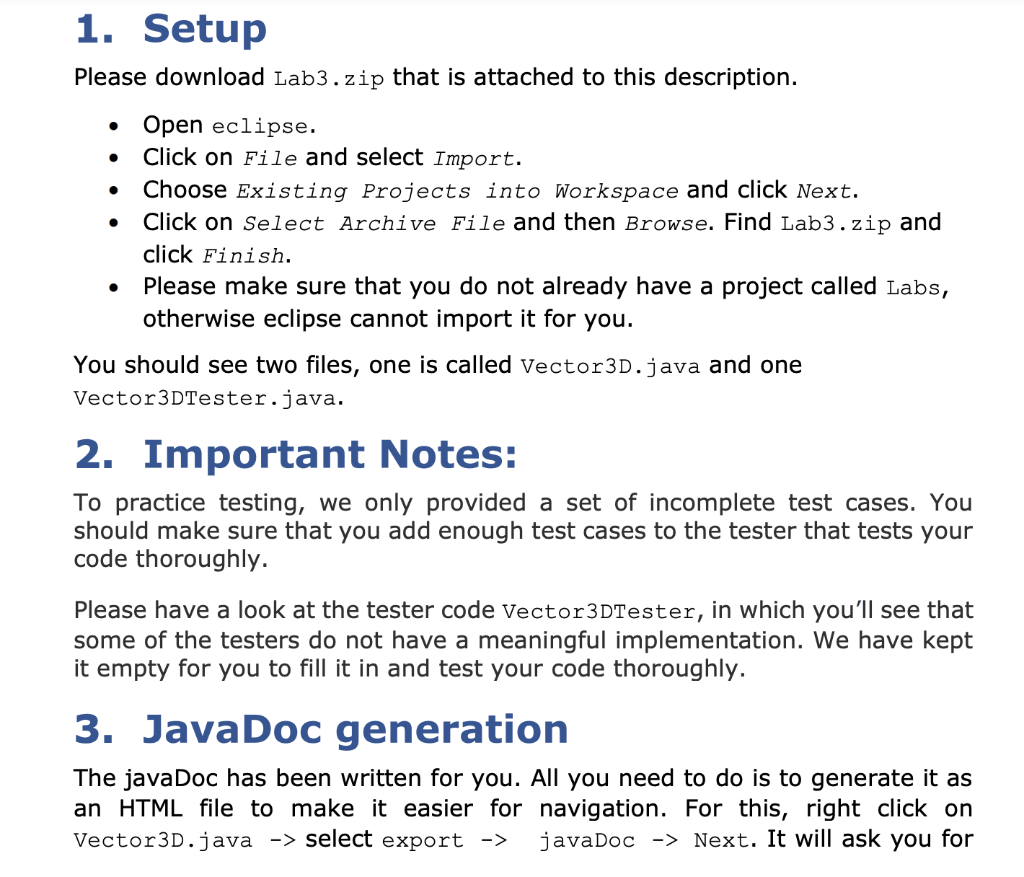 Solved 1. Setup Please download Lab3.zip that is attached to | Chegg.com