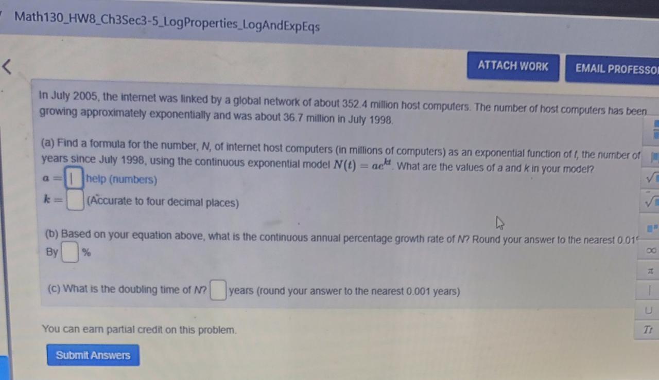 Solved Math 130_HW8_Ch3Sec3-5_Log Properties_LogAndExpEgs | Chegg.com