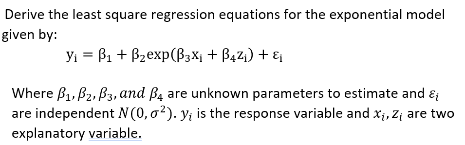 Solved Derive the least square regression equations for the | Chegg.com