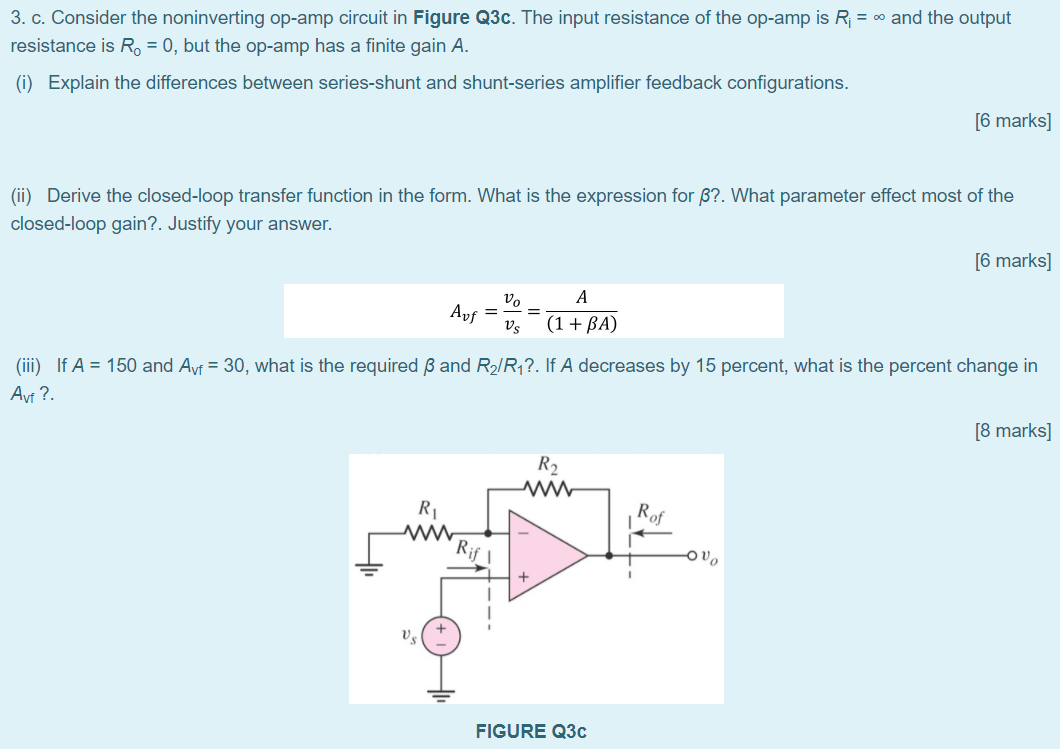 Solved 3. c. Consider the noninverting op-amp circuit in | Chegg.com