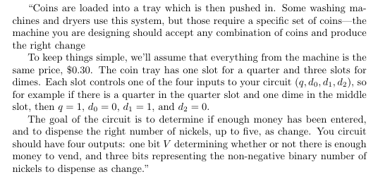 Design a simple vending machine circuit using only | Chegg.com
